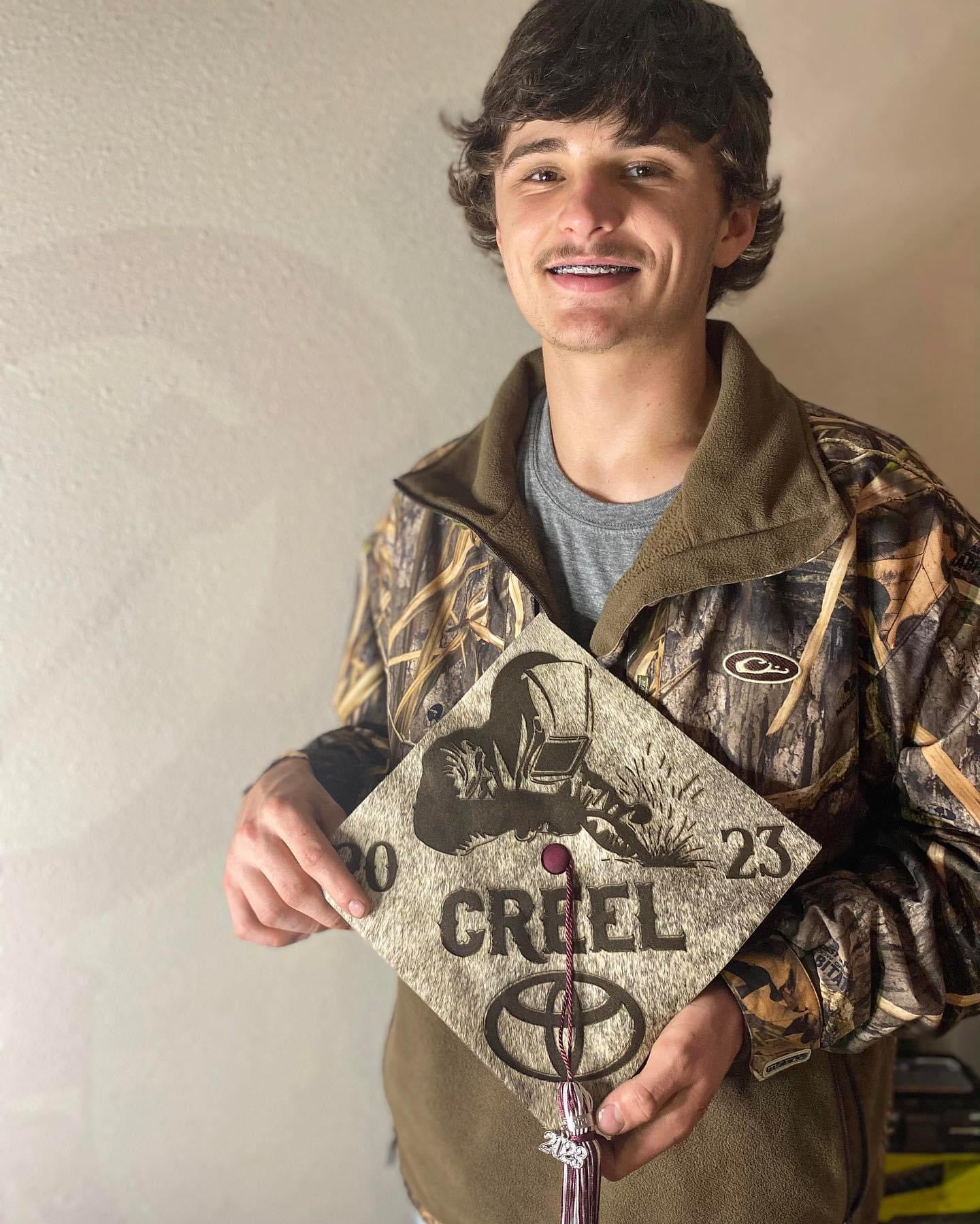 FULLY CUSTOM COWHIDE GRAD CAP COVERS – Lethal Creek Laser Works LLC